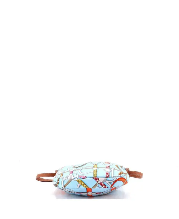 Hermès Sursoie To Go Pouch Printed Silk And Leather - Blue