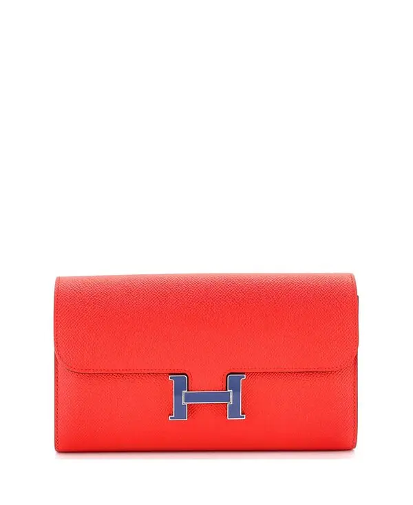 Hermès Long Constance Wallet Epsom - Red/ Orange