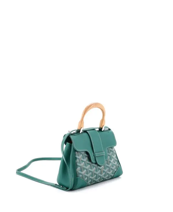 Goyard Structured Saigon Top Handle Bag Coated Canvas With Leather - Green