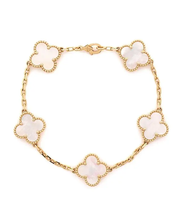 VAN CLEEF & ARPELS Vintage Alhambra 5 Motifs Bracelet 18k And Mother Of Pearl - Gold