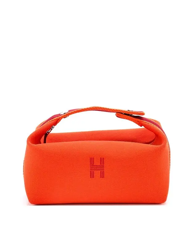 Hermès Pm Bride-a-brac Travel Case Toile - Orange