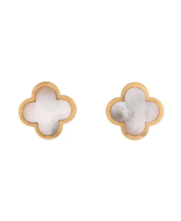 VAN CLEEF & ARPELS Pure Alhambra Stud Earrings 18k And Mother Of Pearl - Gold