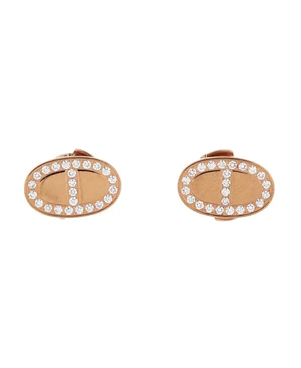 Hermès Chaine D'ancre Contour Stud Earrings 18k Rose Gold And Diamonds - Pink