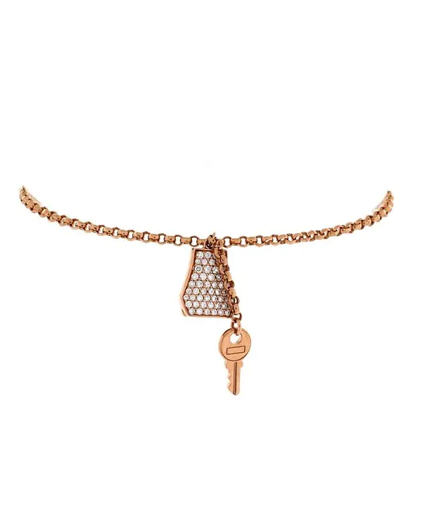 Hermès Small Kelly Clochette Chain Bracelet 18k Rose Gold With Pave Diamonds - Pink