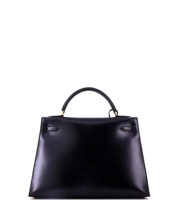 Hermès Kelly 32 Handbag Black Box Calf With Gold Hardware - Noir