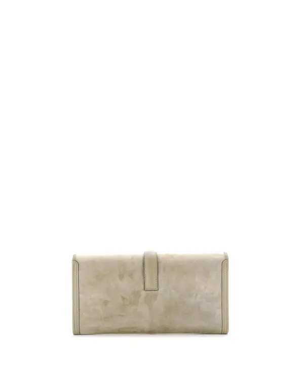 Hermès 29 Jige Elan Clutch Doblis Suede - Green