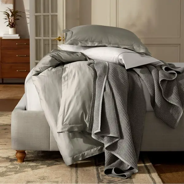 BOLL & BRANCH Signature Organic Cotton Hemmed Duvet Cover Set, Full/queen - Pewter