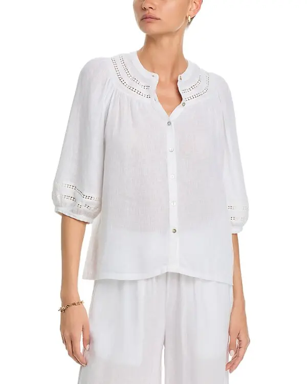 Rails Theia Linen Blend Top - White