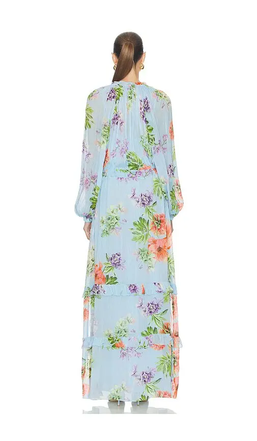 Hemant & Nandita Floral Print Maxi Kaftan With Slip - Blue
