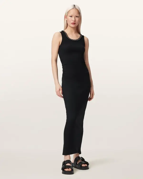 ALLSAINTS Lucy Sleeveless Chain Embellished Maxi Dress - Black