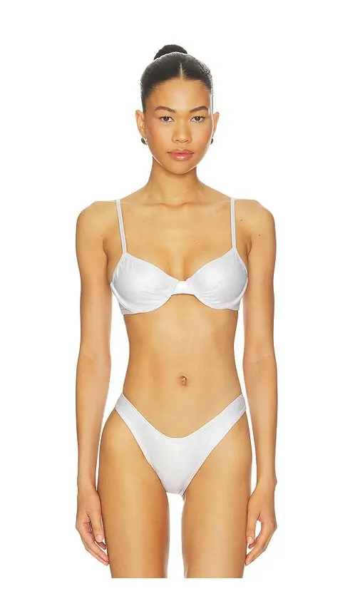 FAE Gigi Metallic Bikini Top - Silver