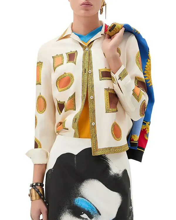 Versace Twill 'the Gallery' Shirt - Ivory/amber/chocolate