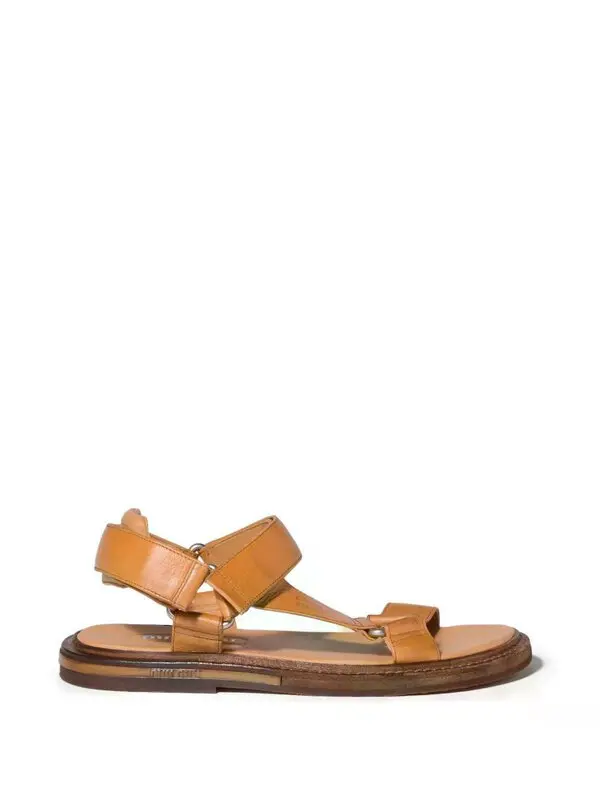 Miu Miu Calfskin Leather Outdoor-inspired Sandals - Neutrals
