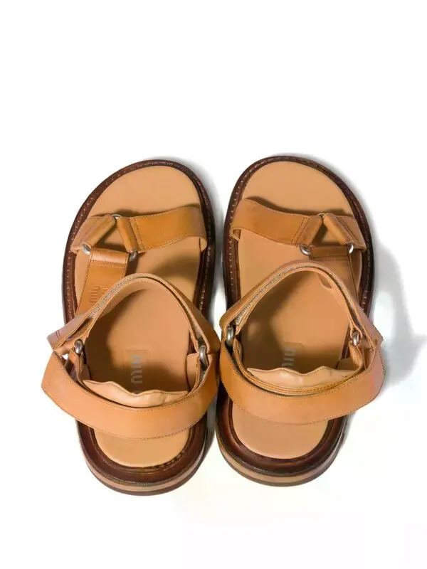 Miu Miu Calfskin Leather Outdoor-inspired Sandals - Neutrals