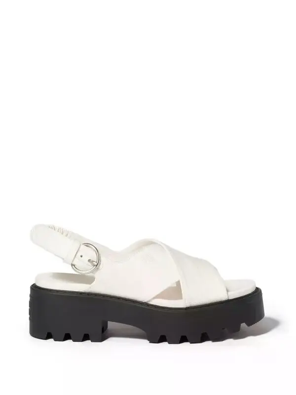 Miu Miu Gabardine Platform Sandals With Track Sole - Neutrals