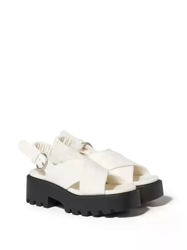 Miu Miu Gabardine Platform Sandals With Track Sole - Neutrals