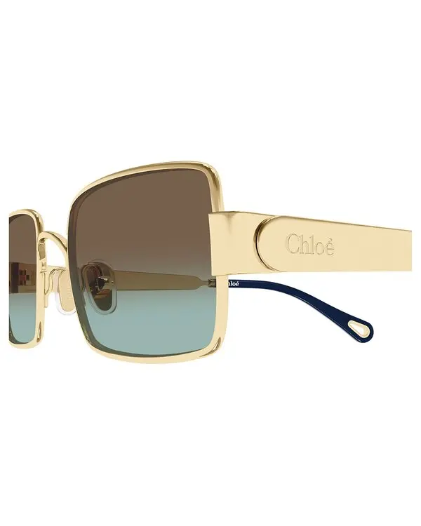Chloé Rectangular Sunglasses - Gold/brown