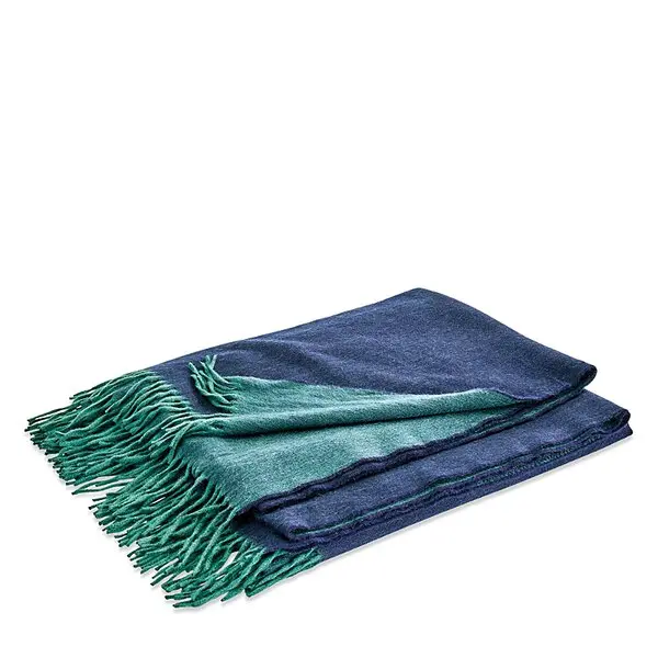 MATOUK Paley Oversized Mongolian Cashmere Throw - Jade/navy