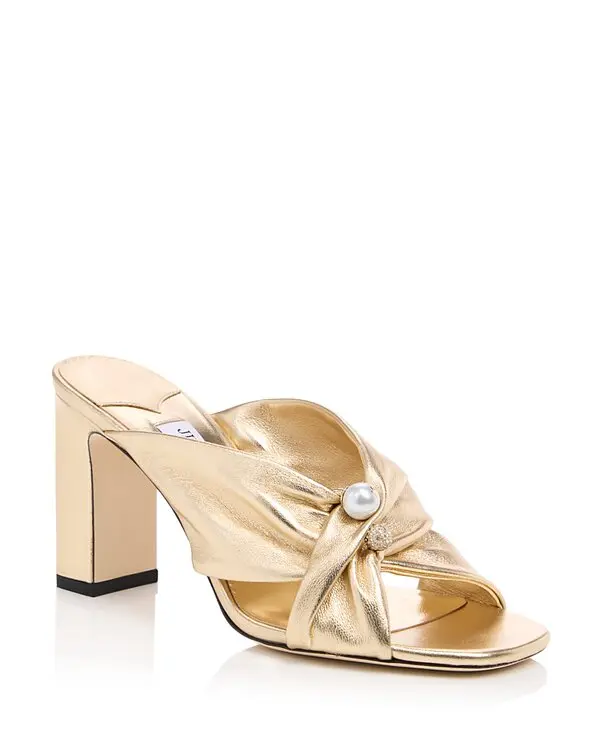 JIMMY CHOO Rafi Block Heel Sandals - Gold