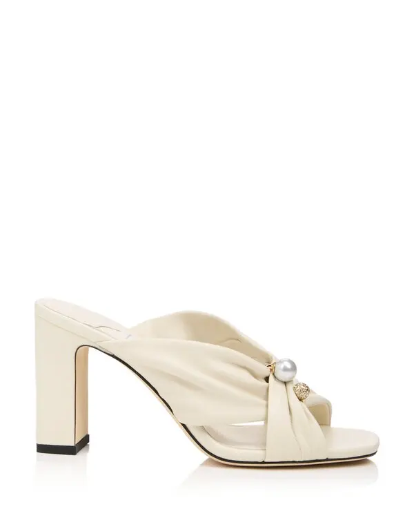 JIMMY CHOO Rafi Block Heel Sandals - Latte