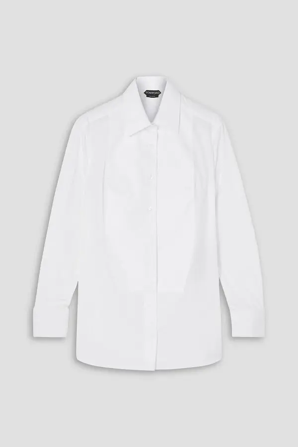 TOM FORD Cotton Poplin Jacquard Trim Shirt