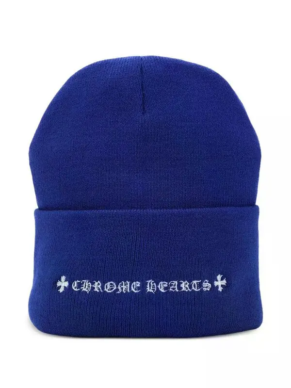 Chrome Hearts Embroidered Logo Patch Beanie - Blue