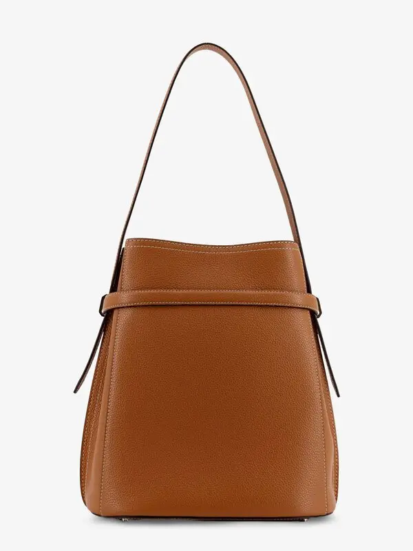 TOTEME Textured Leather Bucket Bag With Frontal Clasp - Brown