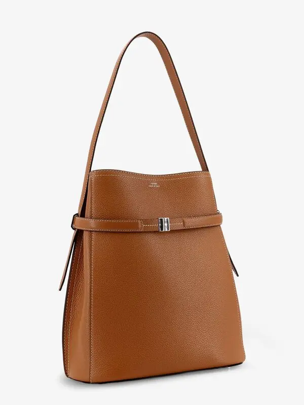 TOTEME Textured Leather Bucket Bag With Frontal Clasp - Brown