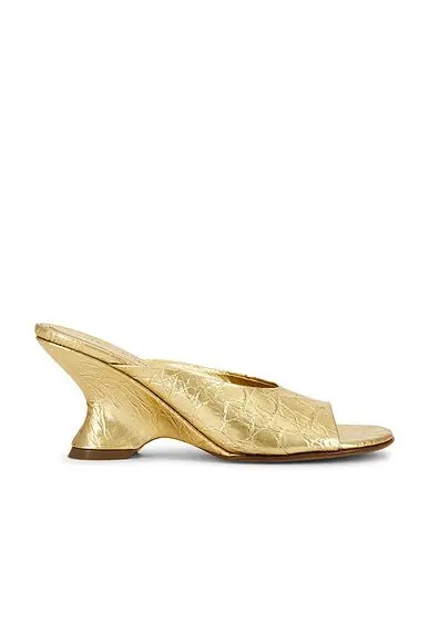 Dries Van Noten Metallic Embossed Calf Leather Mule Sandals
