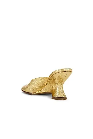 Dries Van Noten Metallic Embossed Calf Leather Mule Sandals