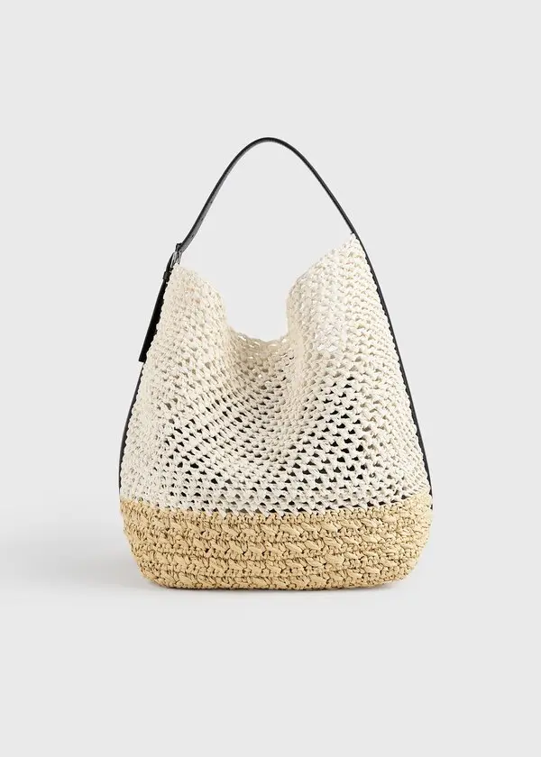 TOTEME Belted Raffia Tote - White