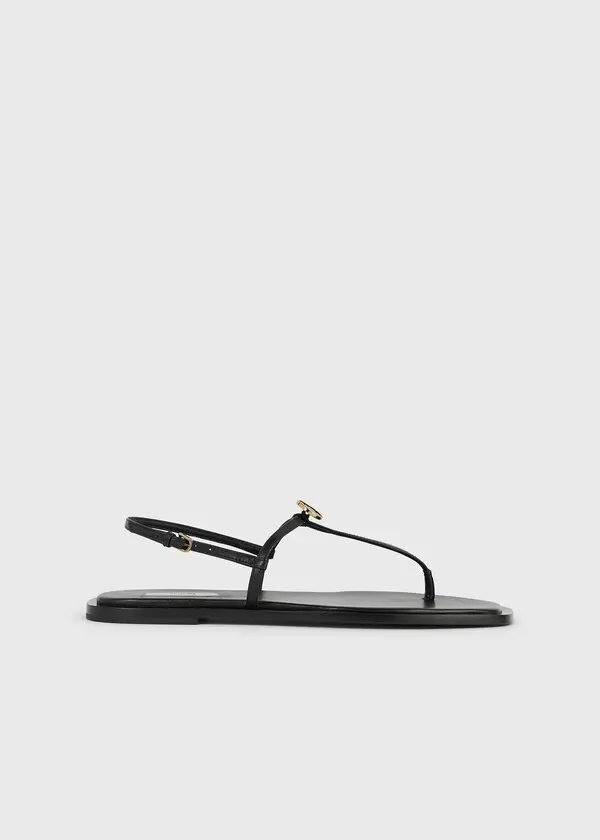 TOTEME T-strap Nappa Leather Sandals - Black