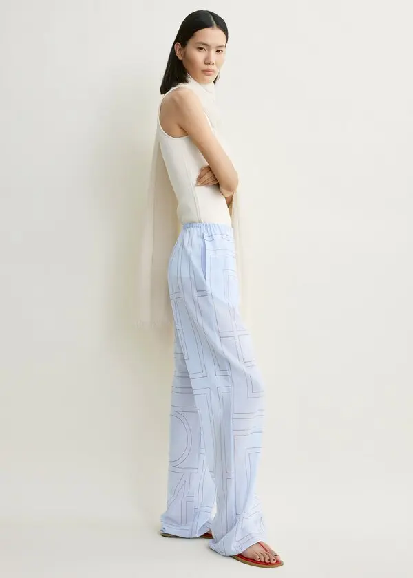 TOTEME Monogram Cotton-blend Pajama Bottoms