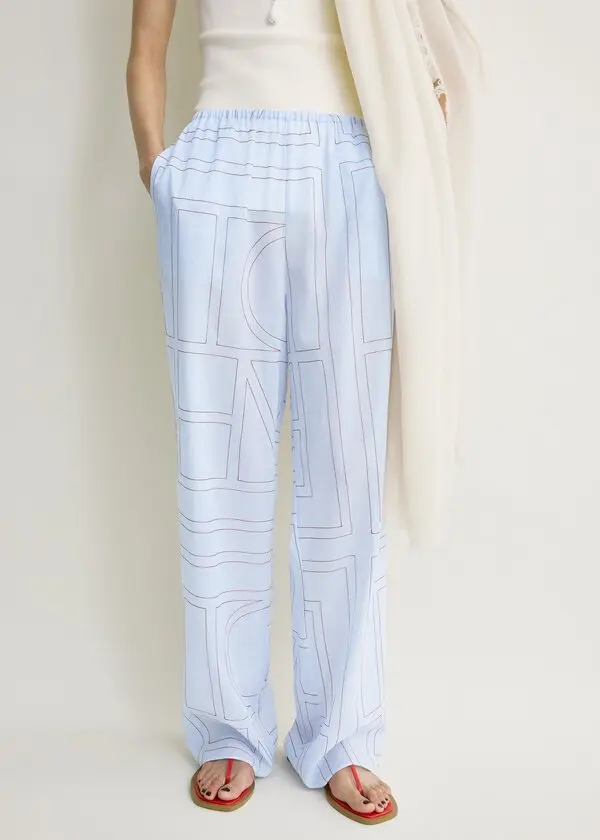 TOTEME Monogram Cotton-blend Pajama Bottoms