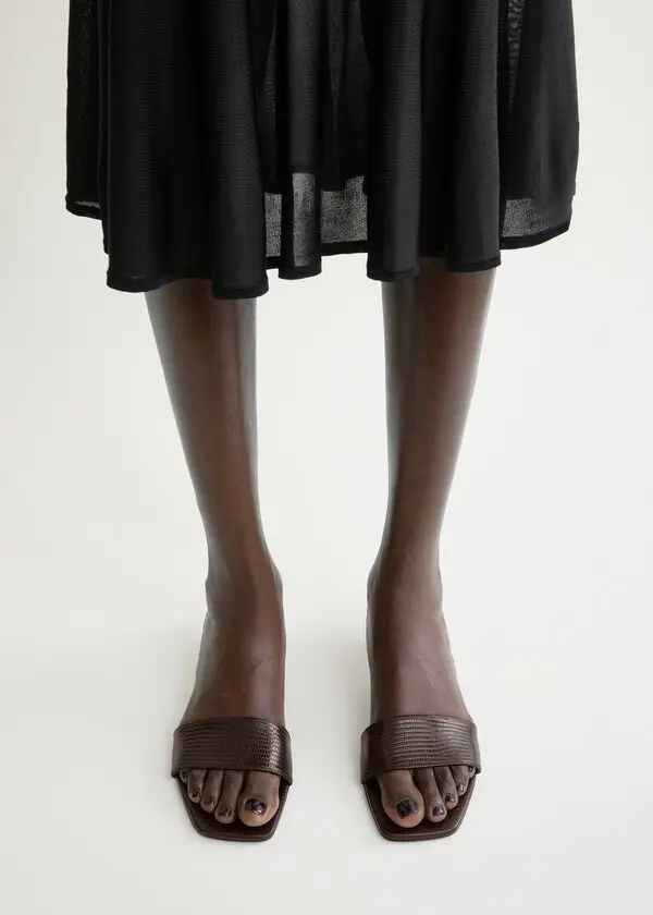 TOTEME Slim Lizard-embossed Leather Mule Sandals