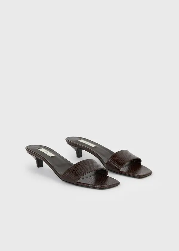 TOTEME Slim Lizard-embossed Leather Mule Sandals