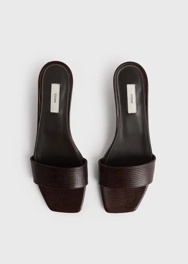 TOTEME Slim Lizard-embossed Leather Mule Sandals