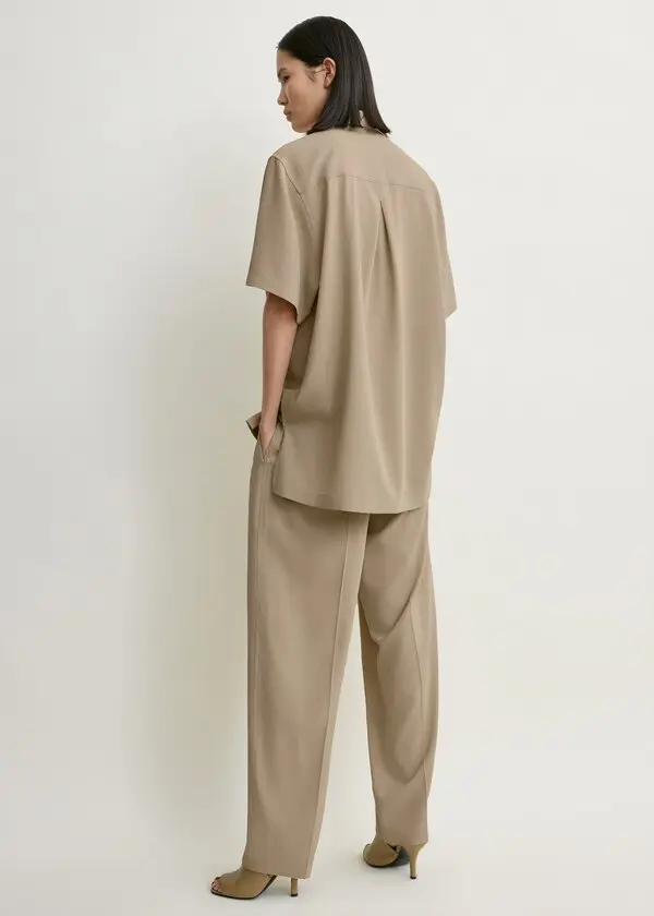 TOTEME Fluid Wool Blend Oversized Polo Shirt