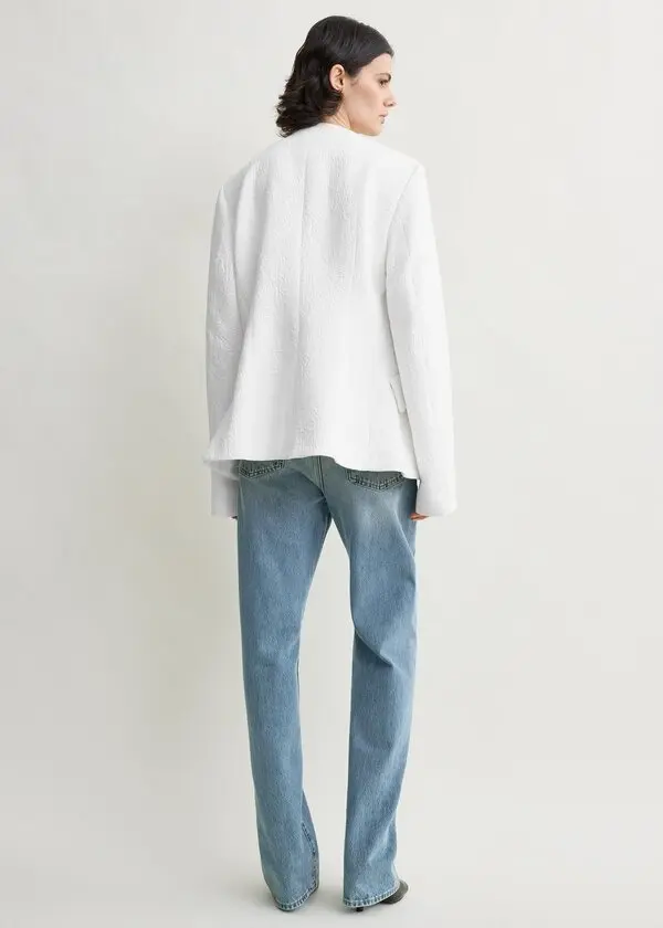 TOTEME Jacquard Cotton Jacket With Sculptural Shoulders - White