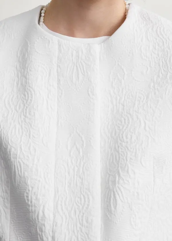 TOTEME Jacquard Cotton Jacket With Sculptural Shoulders - White