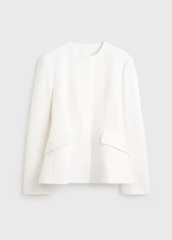 TOTEME Jacquard Cotton Jacket With Sculptural Shoulders - White