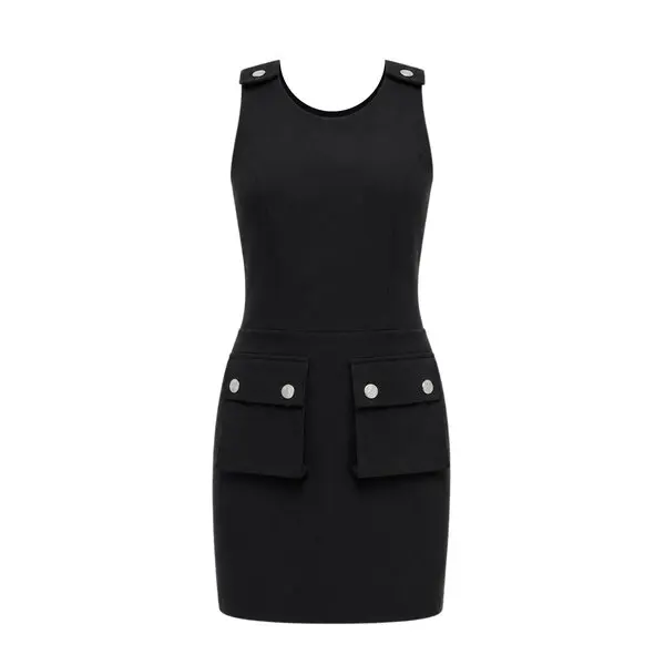 MIRIMALIST Apron Mini Dress With Utility Pockets - Black