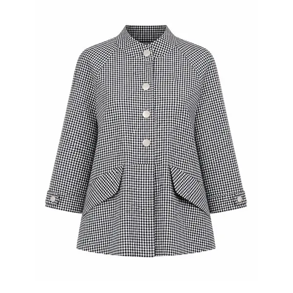 MIRIMALIST Gingham Shirt Jacket With Metal Stud Detailing