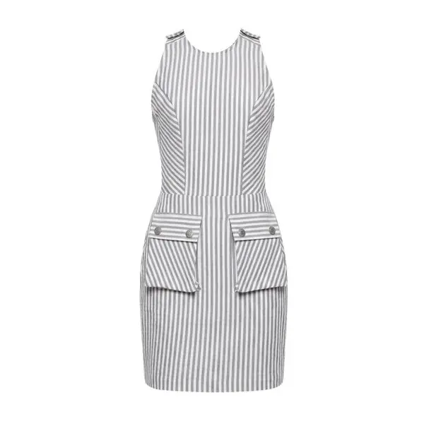 MIRIMALIST Striped Apron Mini Dress With Cargo Pockets