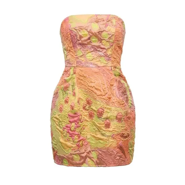 MIRIMALIST Jacquard Statement Mini Dress - Orange