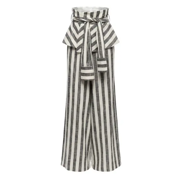 MIRIMALIST Striped Maxi Pants - Grey