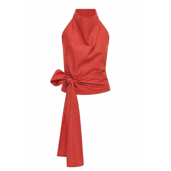 MIRIMALIST Azur Top Linen - Red