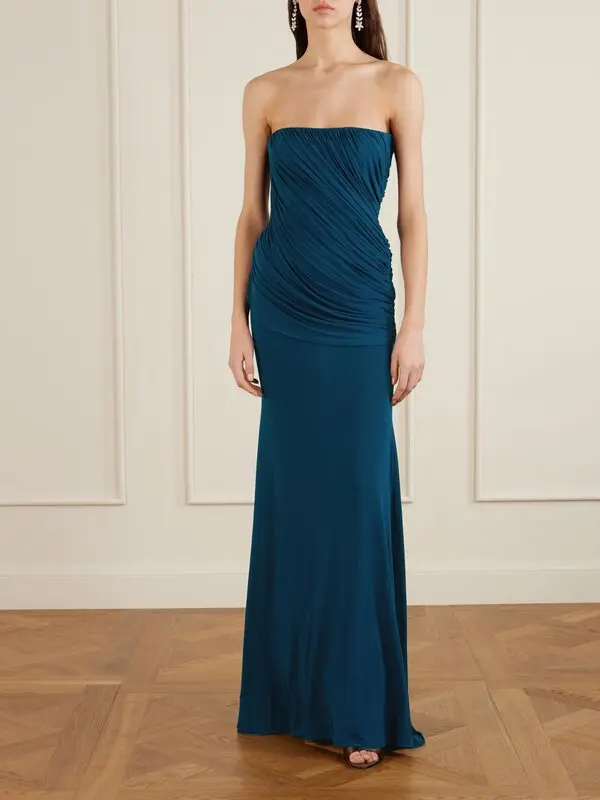 Alex Perry Strapless Draped Jersey Gown