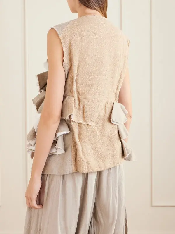 Comme Des Garçons Linen Canvas Vest With Ruffle Detailing