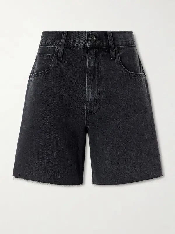 SLVRLAKE Sienna Relaxed Fit Frayed Denim Shorts